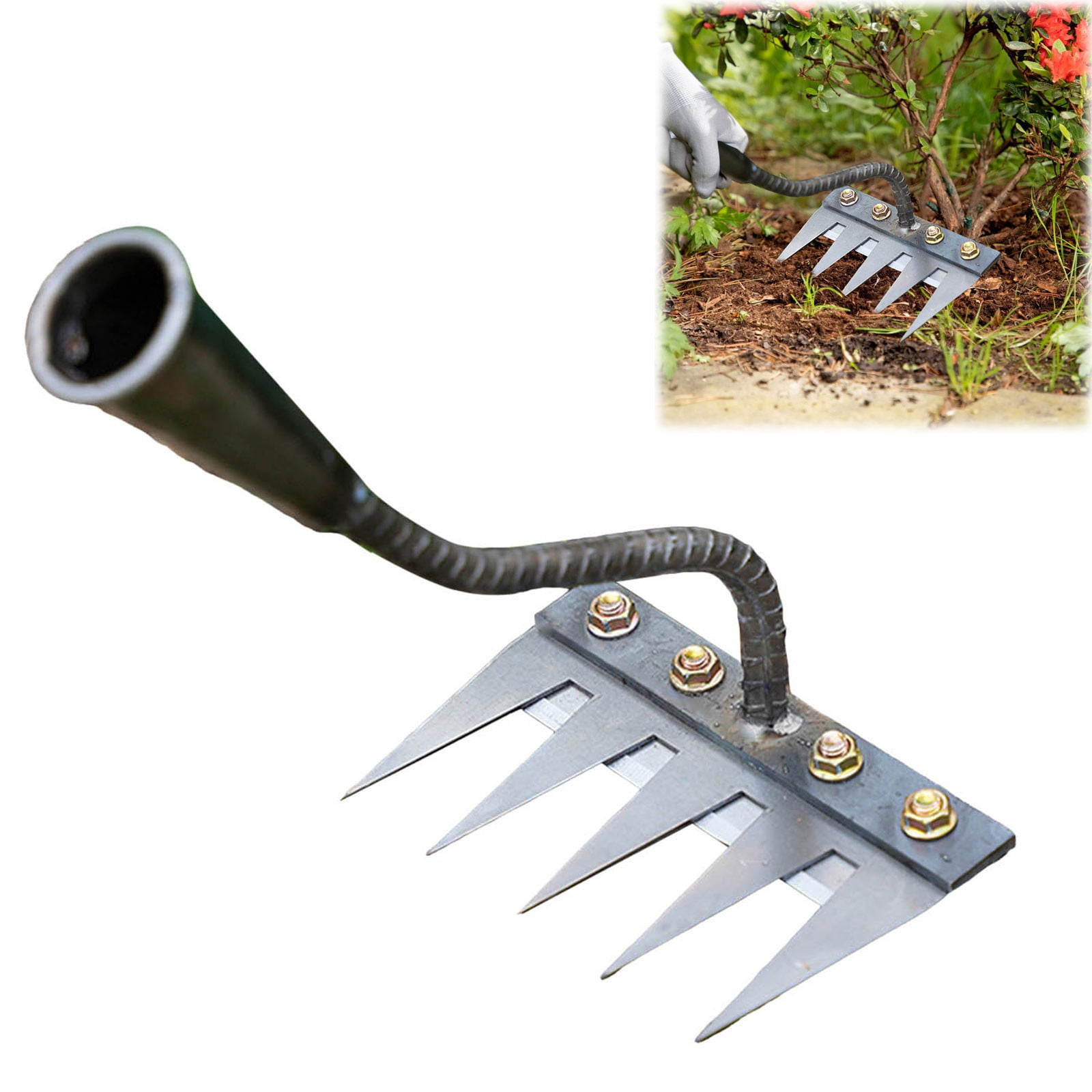 5/6/7/8 Teeth Steel Garden Multifunctional Weeding Rake, Steel Metal ...