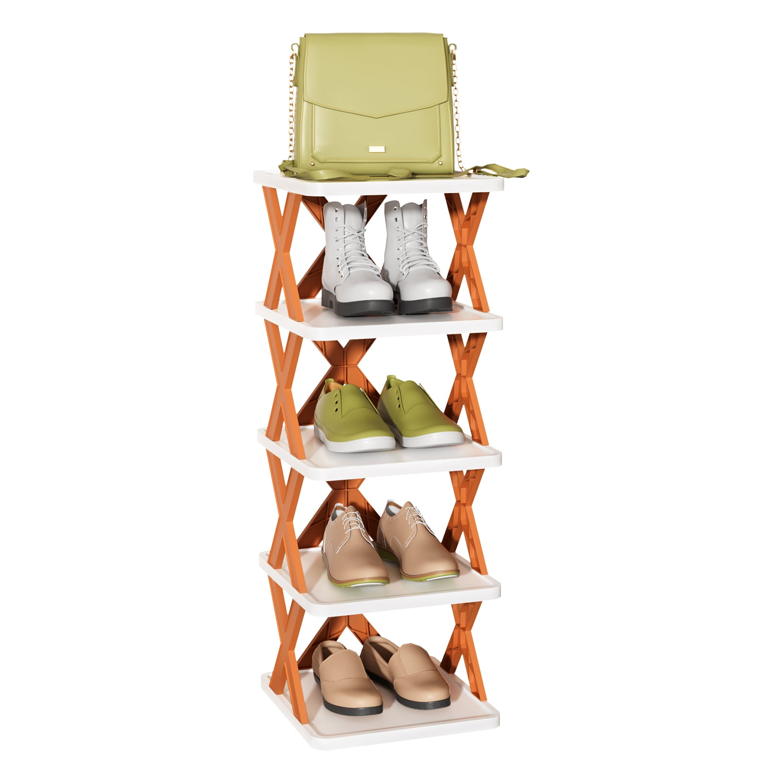 5/6/7/8 Tiers Vertical Shoe Rack, Plastic Narrow Shoe Rack, Small Shoe ...
