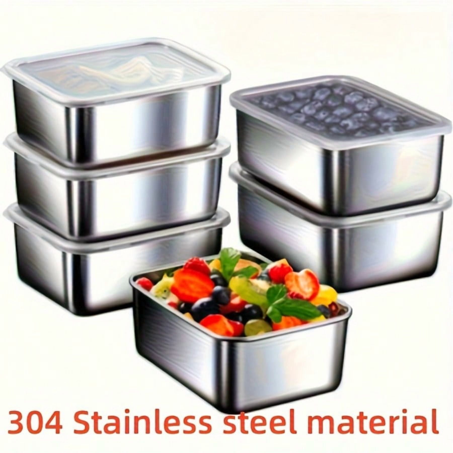 (5/6/8-Piece Set) 304 Stainless Steel Storage Containers For Outdoor ...