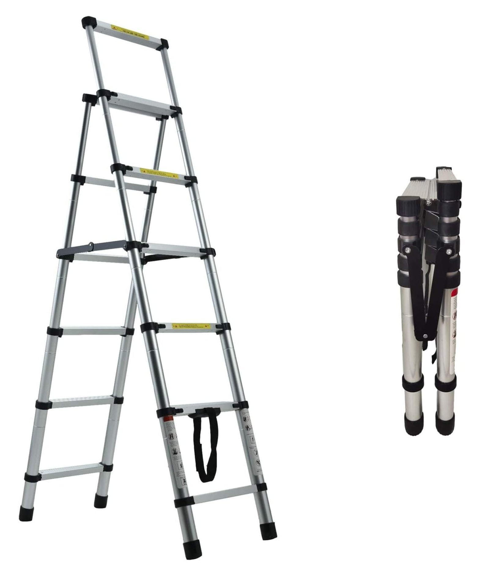 5+6 A-Frame Stepladder Aluminum Folding Telescoping Ladder 5.34ft with ...