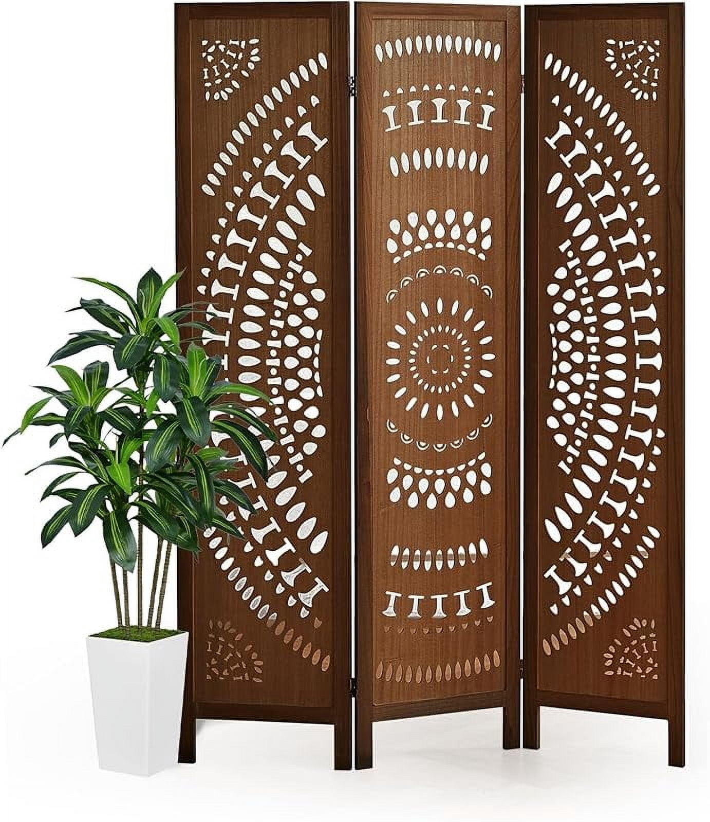 5.6 FT Tall Room Divider Room, 3 Panel Wood Privacy Screen, Portable ...