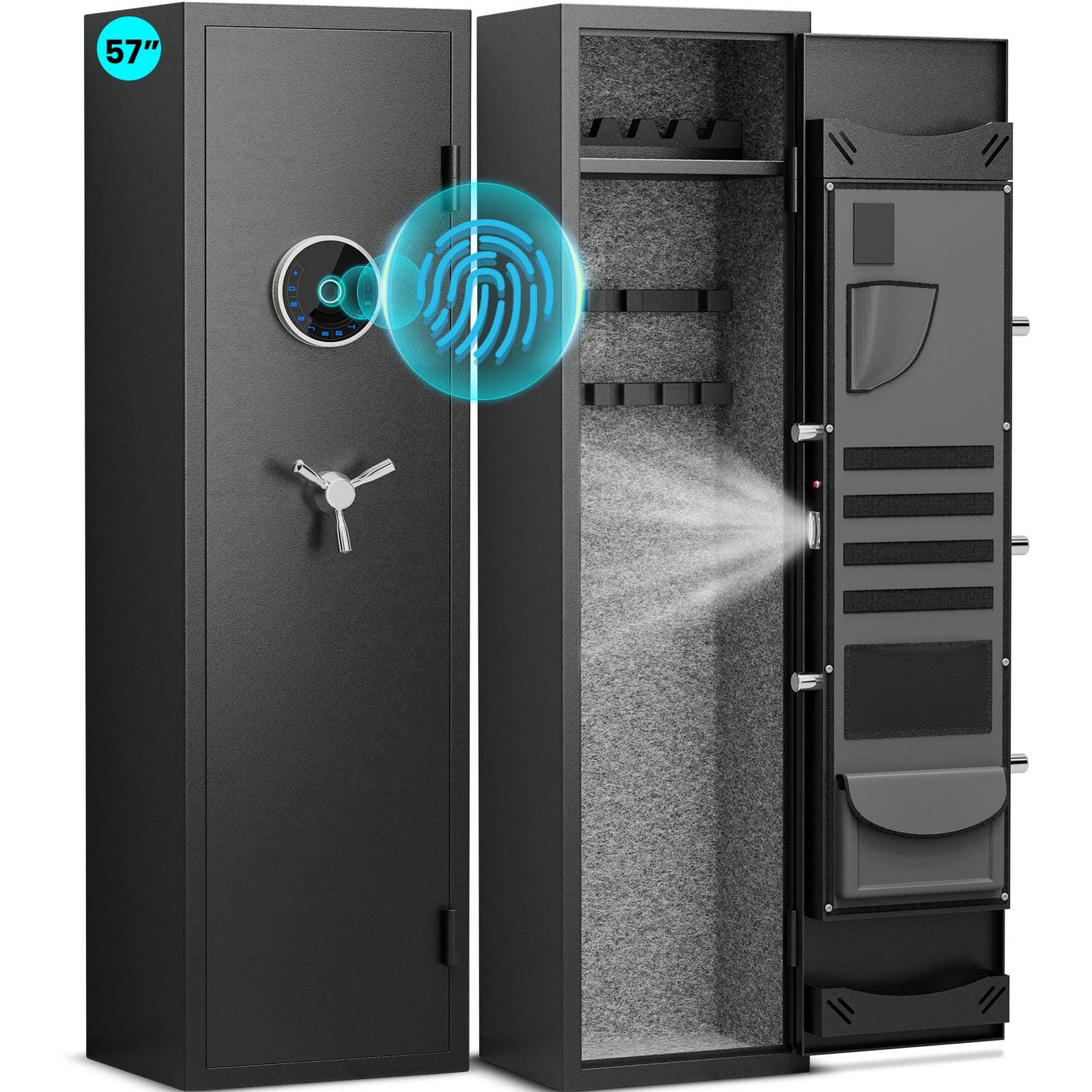 5-6 Gun Safe, Biometric Gun Safe, 57" Heavy Duty Long Gun Safe for Home ...
