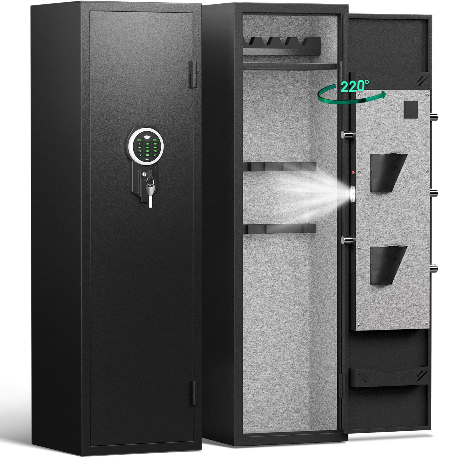 5-6 Gun Safe, Gun Safes for Home, Quick Access Gun Cabinets with LED ...