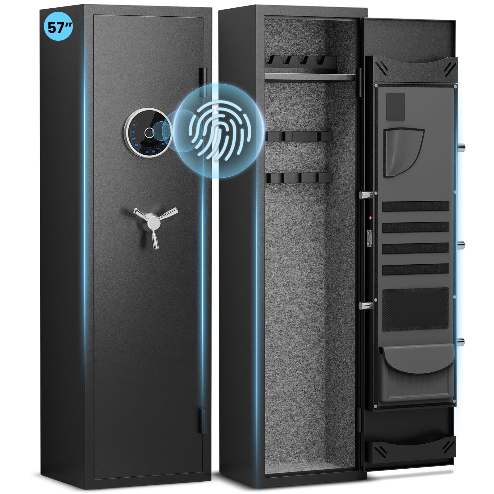 Silkight 5-6 Gun Safe for Rifles and Pistols - Biometric Long Gun Safe with Backlit Keypad ...