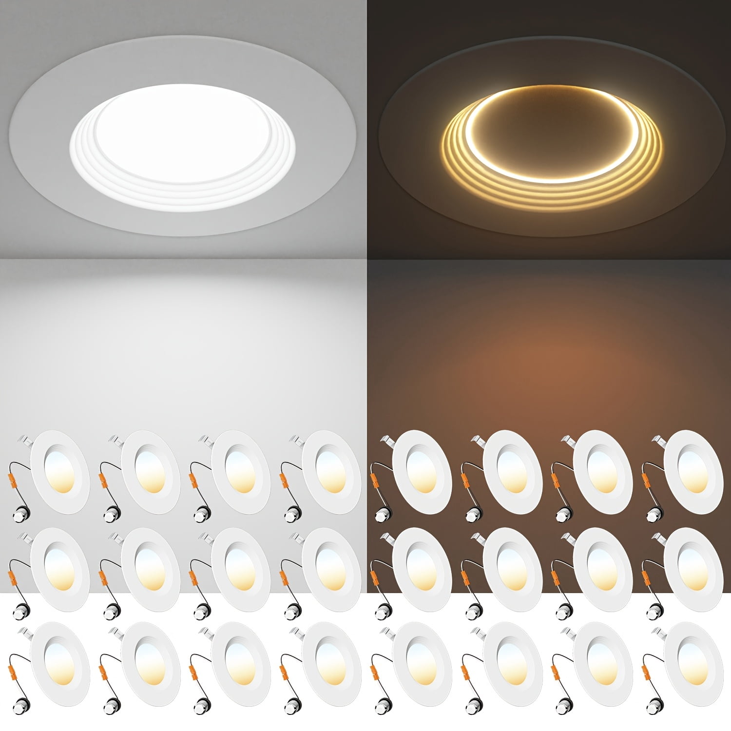 5/6 Inch LED Recessed Lighting Retrofit - 4/6/12/24 Pack - with Night ...