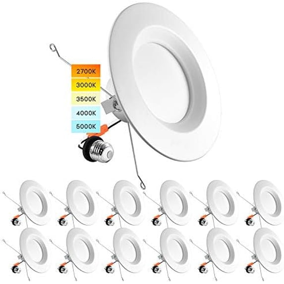 5/6 Inch LED Recessed Retrofit Downlight, 14W=90W, CCT Color Selectable 2700K | 3000K | 3500K ...