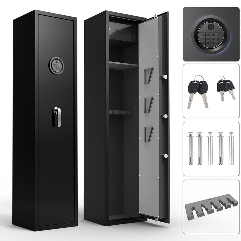 5-6 Long Gun Safe - Large Heavy-Duty Rifle & Pistol Safe with Biometric ...