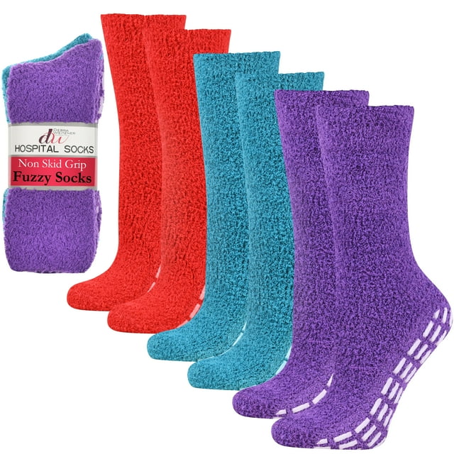 5/6 Pairs Non-slip Hospital Socks Fuzzy Slipper Grip Socks For Women ...