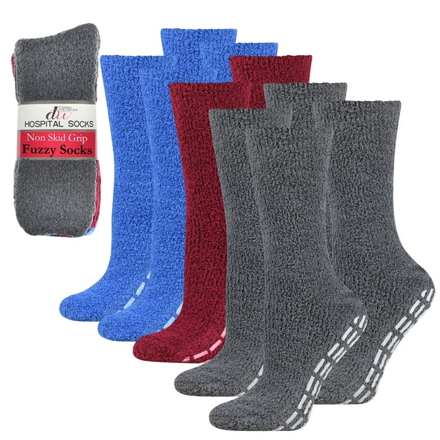5/6 Pairs Non-slip Hospital Socks Fuzzy Slipper Grip Socks For Women ...
