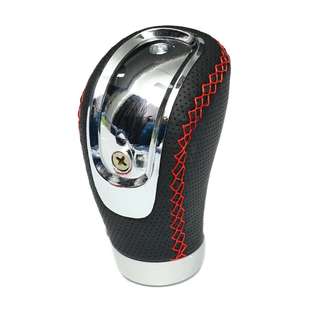 5 6 Speed Black PU Leather Manual Car Gear Shift Knob Shifter Lever ...