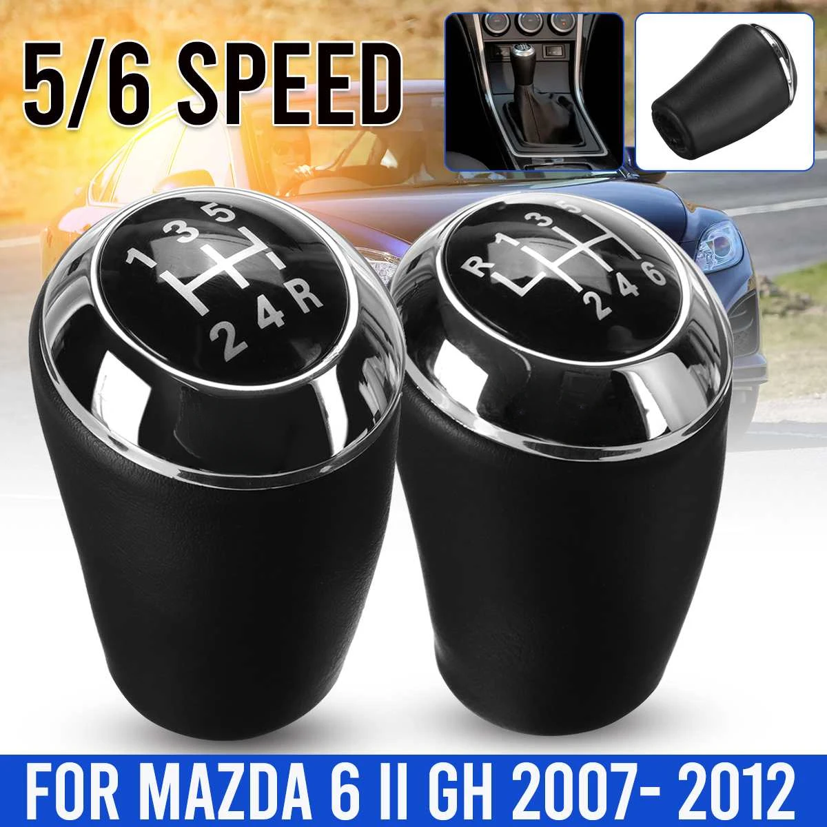 5/6 Speed PU Leather Gear Shift Knob for Mazda 6 II GH 2007-2012 Manual ...