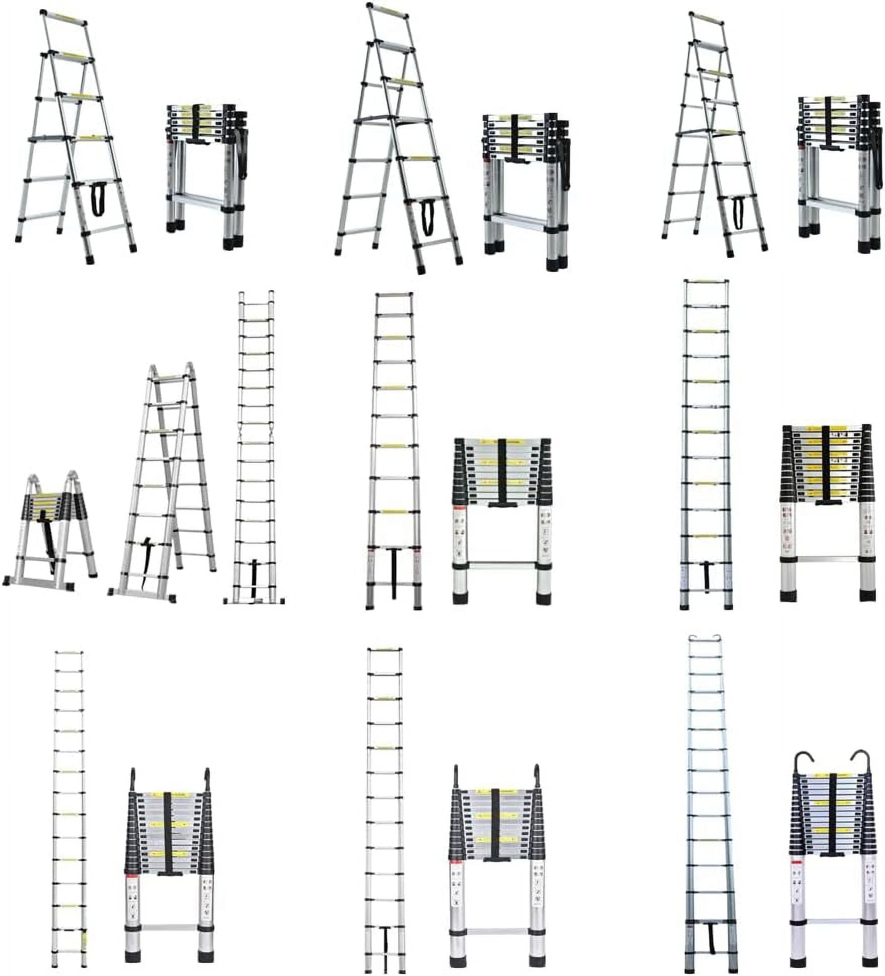 5+6 Steps (5.6Ft + 6.6Ft) Aluminium Telescopic A-Frame Ladder for Home ...