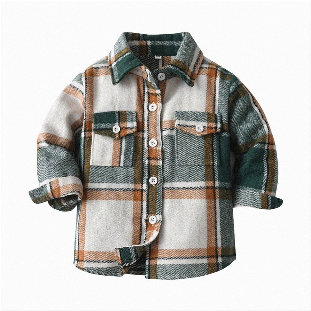 5-6 Years Child Boys Long Sleeved Jacket Thin Plaid Long Sleeved Casual ...
