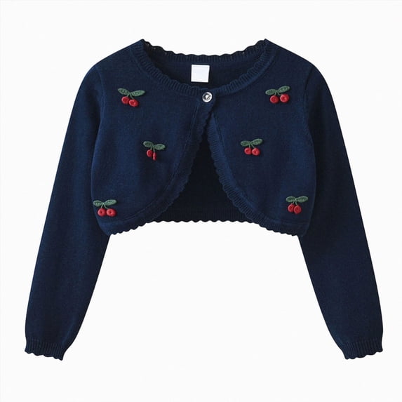 5-6 Years Child Kids Girls Crew Neck Long Sleeve One Button Crop ...