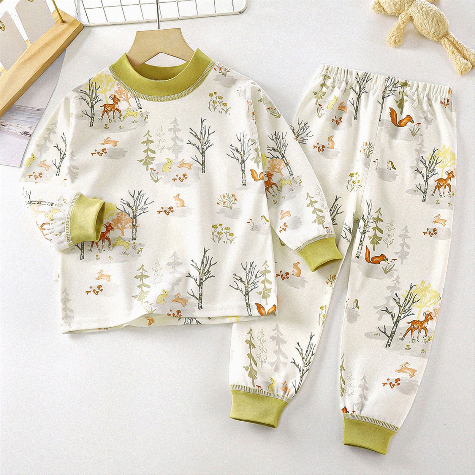 5-6 Years Girls Long Sleeve Pajama Set Toddler Baby Girl Fall Winter ...