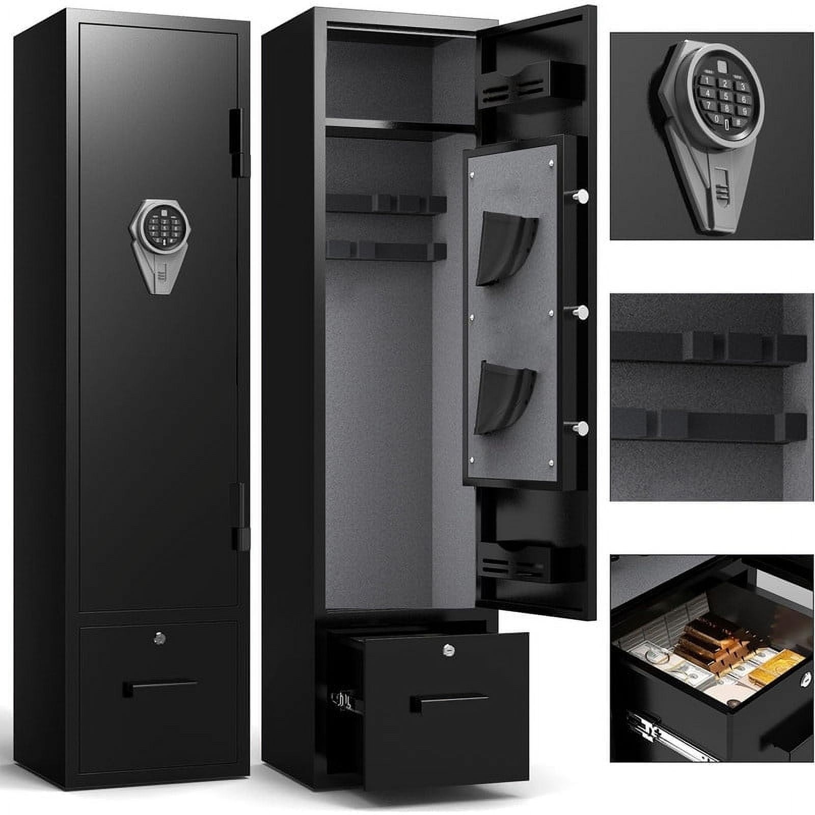 5-6 gun biometric rifle safe - Heavy-duty steel fireproof gun cabinet ...