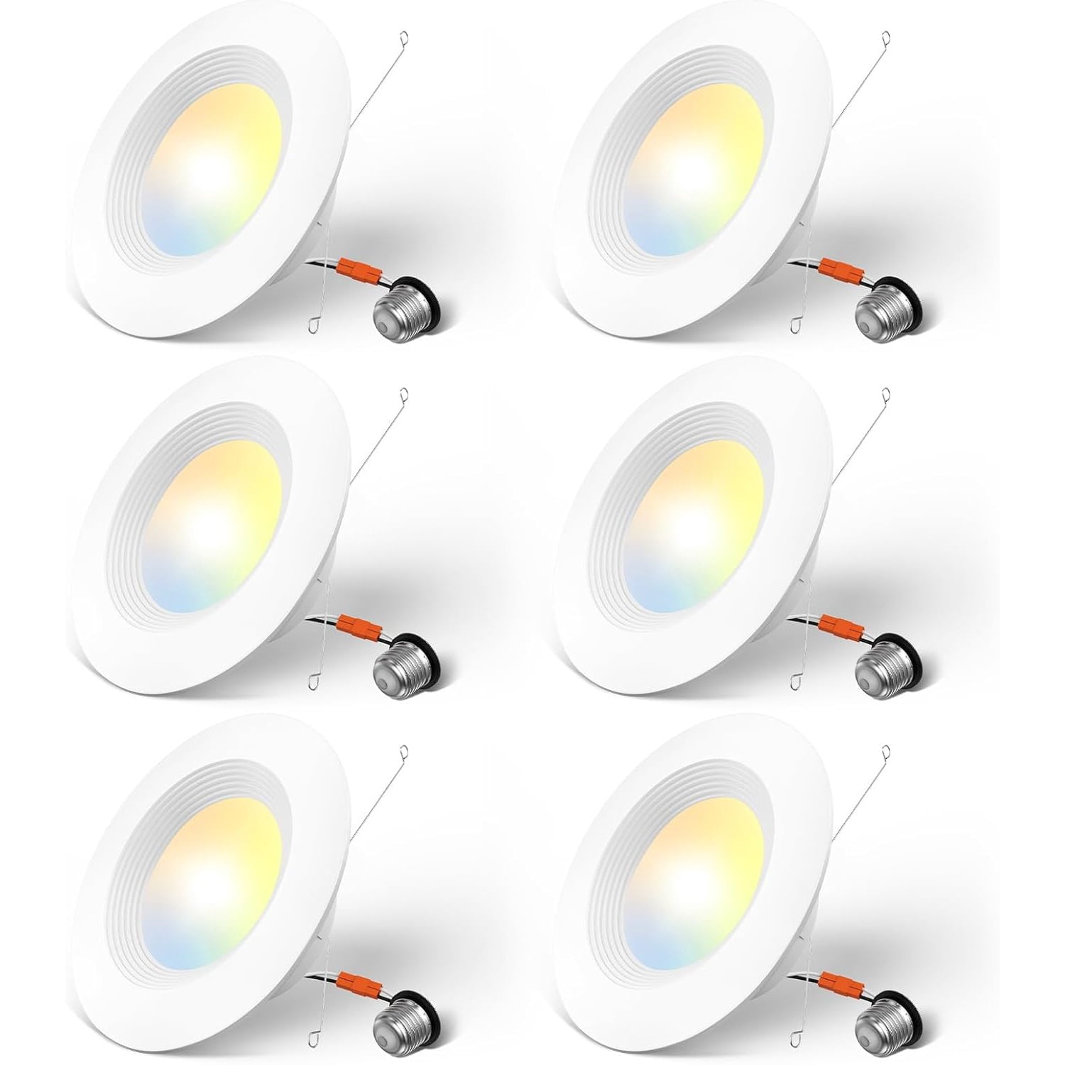 5/6 inch 5CCT LED Recessed Lighting 6 Pack, Dimmable, IC Rated, 12.5W ...