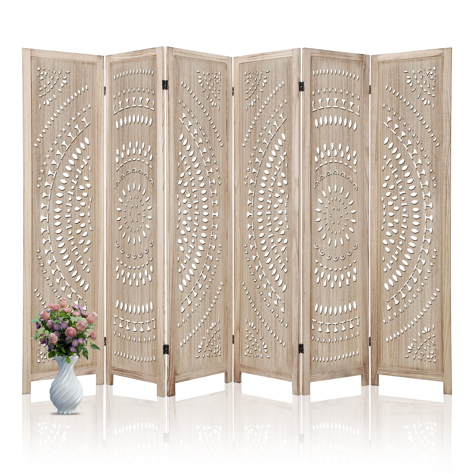 5.6FT Tall Room Divider,Room Divider Screen Room Divider,Folding Wooden ...