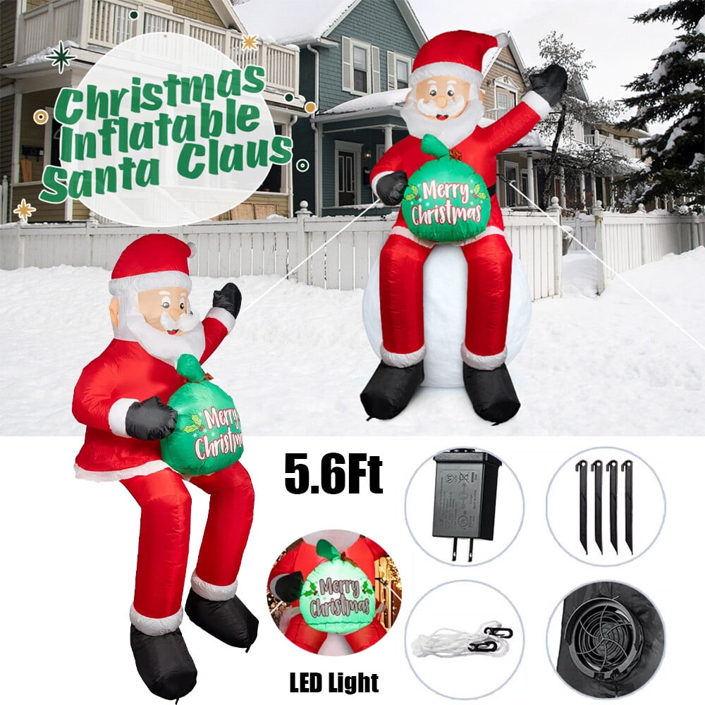 5.6Ft Christmas Inflatable Santa Claus With LED Light Blow Up Outdoor ...
