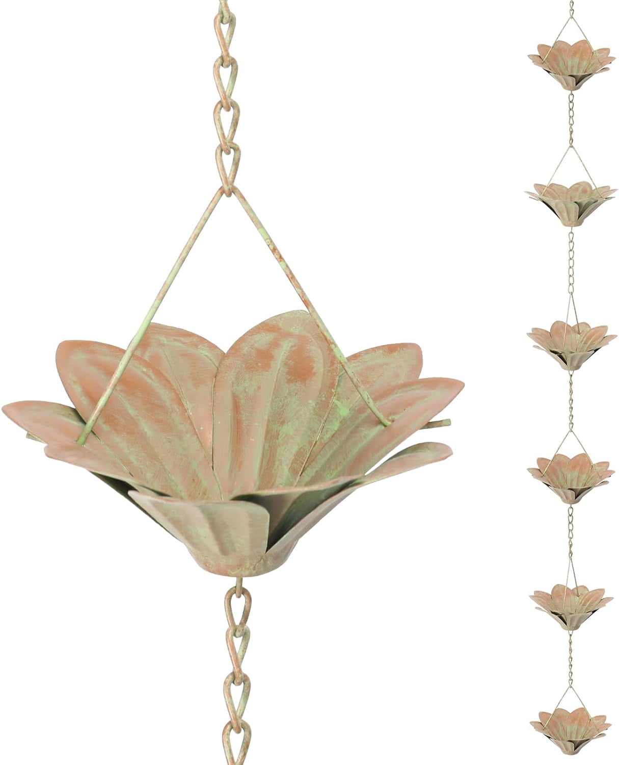 WONDER GARDEN 5.6ft Rain Chain Set for Outdoor Gutters,Decorative ...