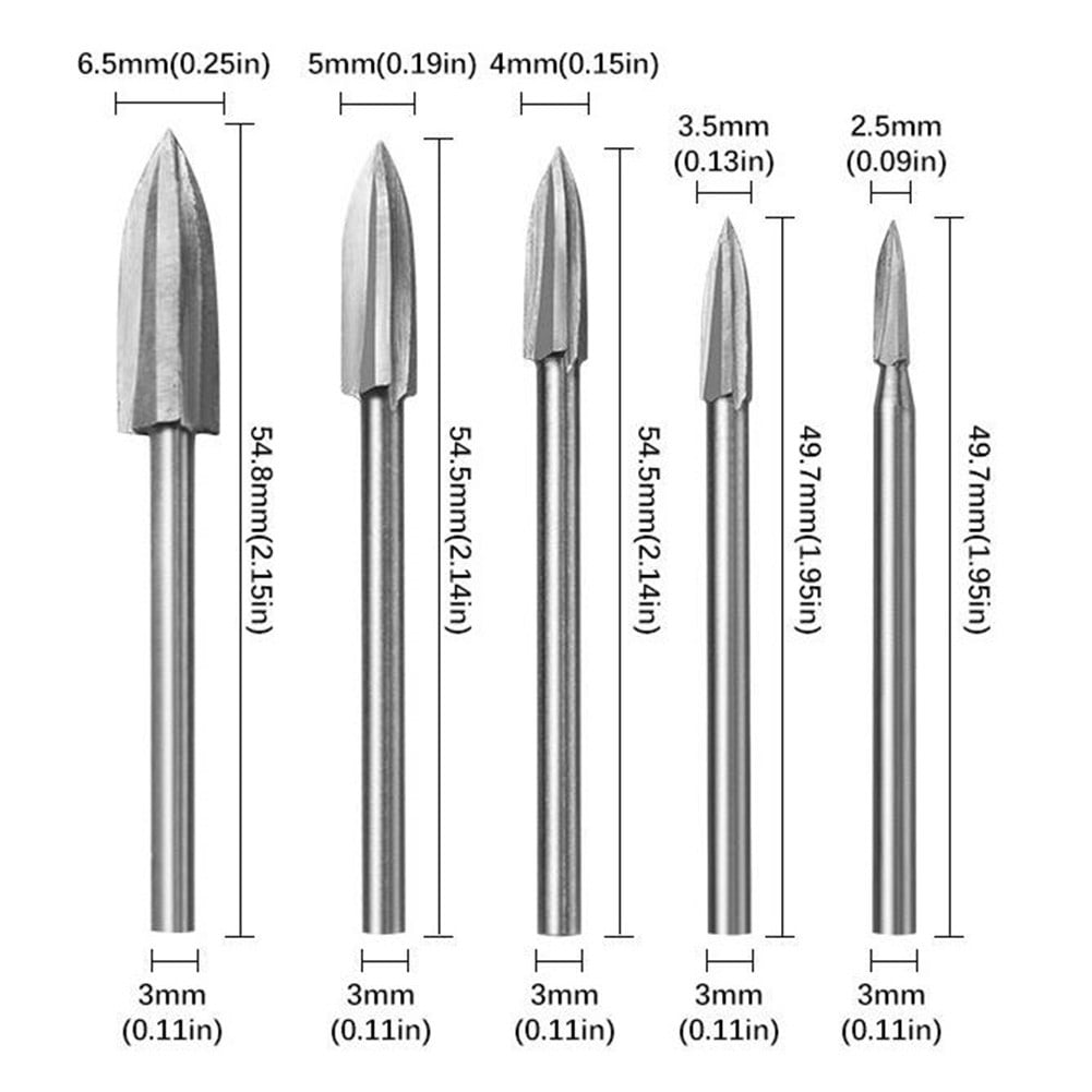 5/6Pcs Engraving Drill Bit Set 3Mm Shank For Die Grinder Rotary Tools ...
