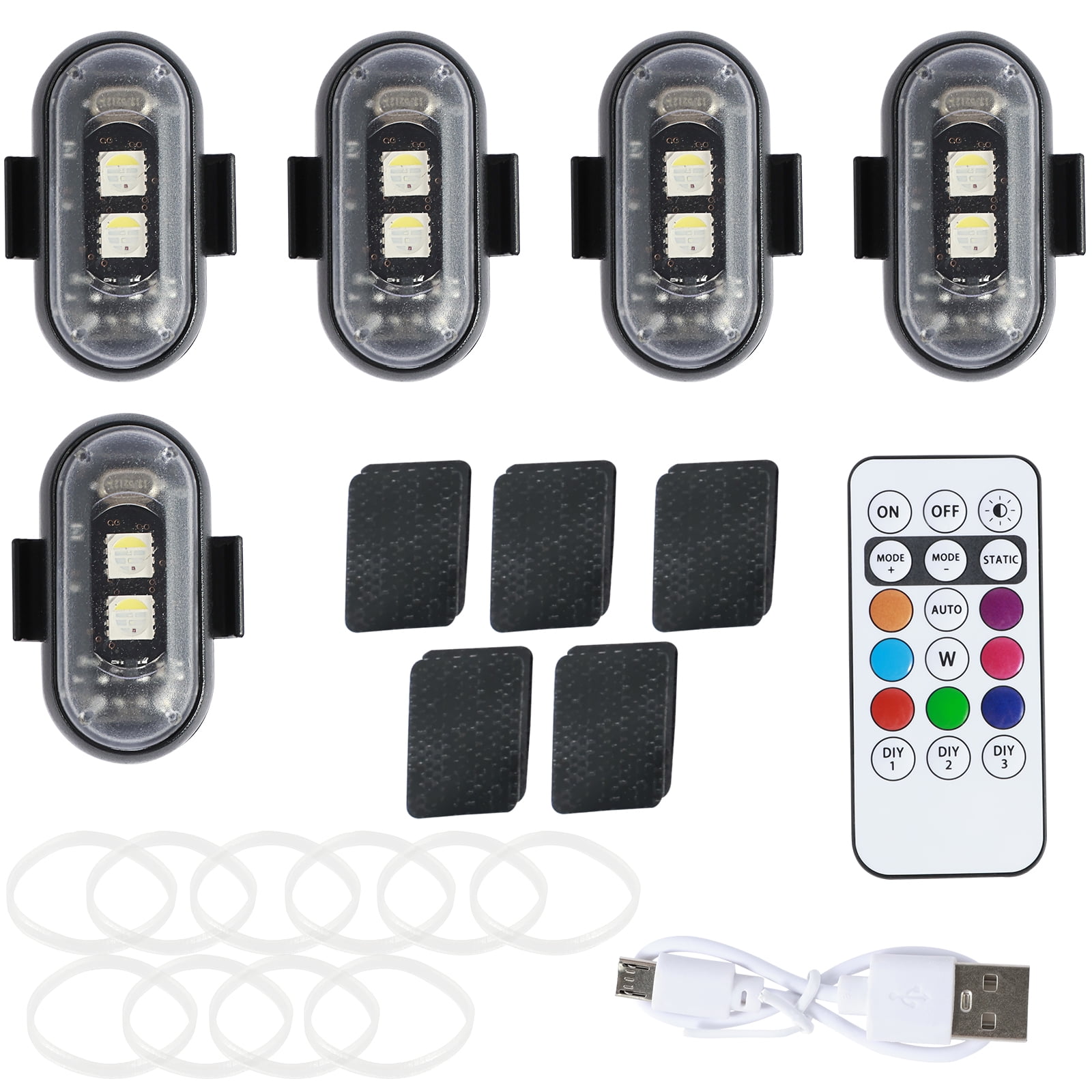 5/6Pcs Wireless LED Flashing Lights with Remote Control 8 Colors High Brightness LED Drone Anti ...