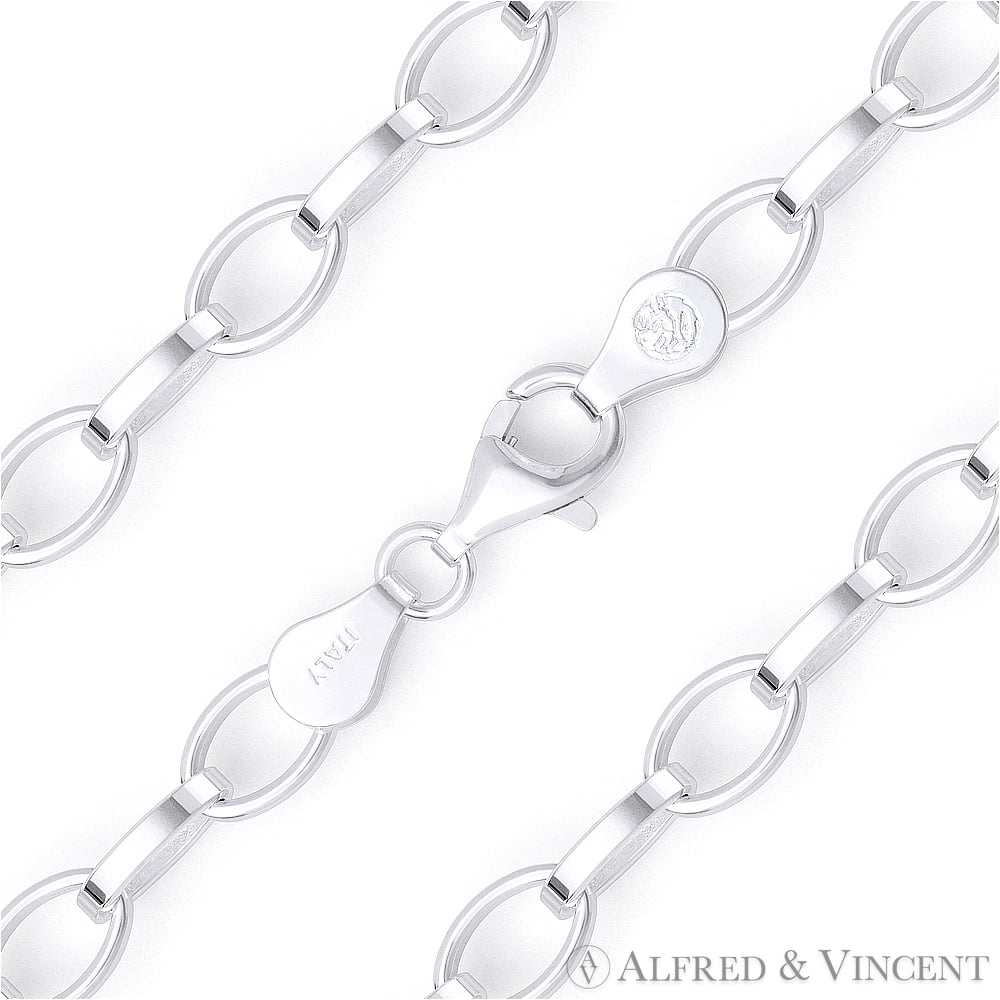 5.6mm Romy Link Oval Cable Italian Chain Bracelet in Solid .925 Italy ...