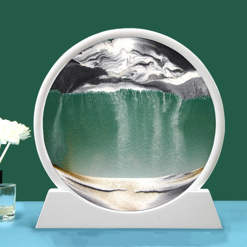 5/7/12 Inch 3D Moving Sand At Picture Rounded Glass Deep Sea Sandscape ...