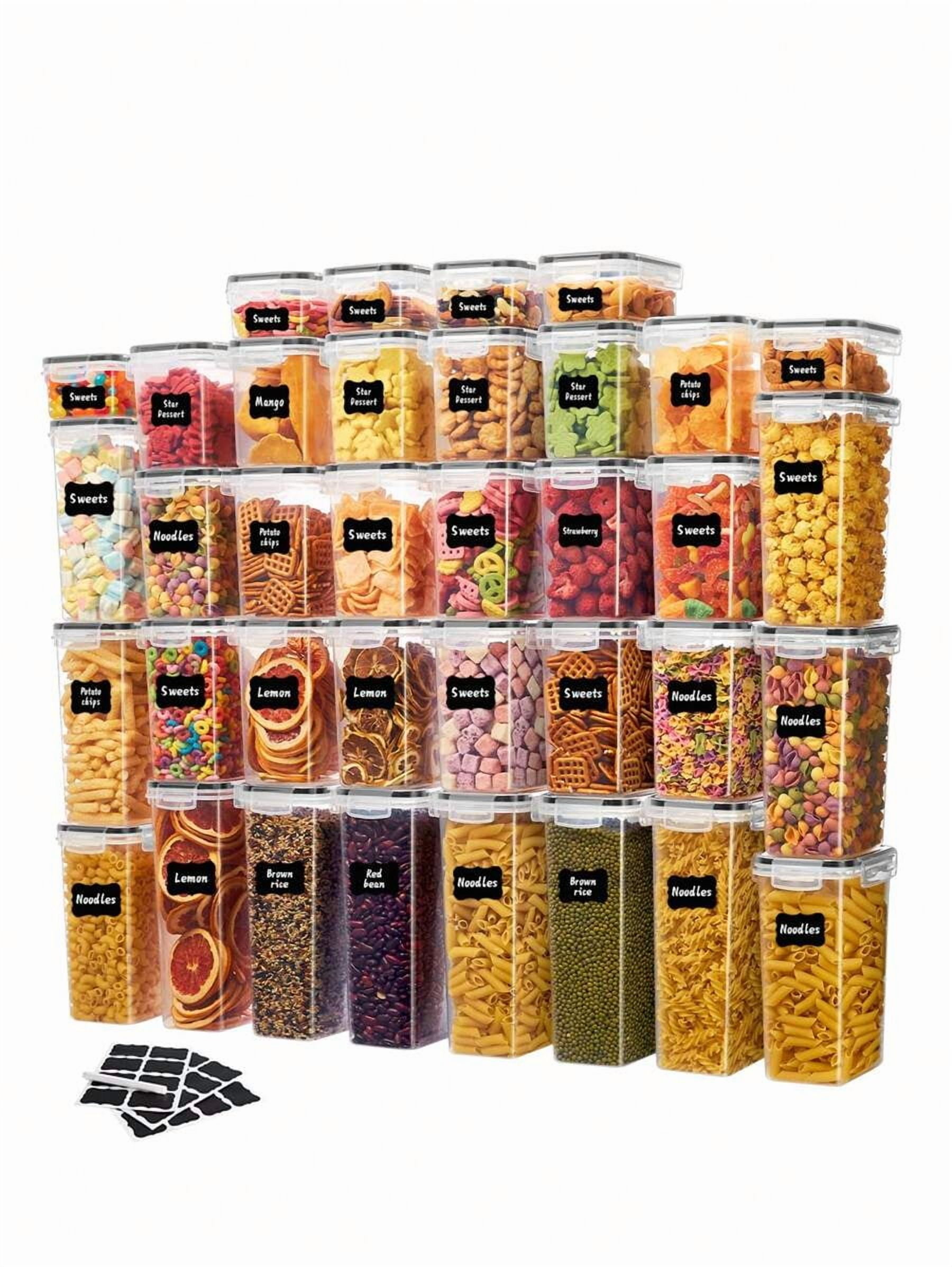 5/7/15/18/21pcs Stackable Plastic Food Storage Containers - Pantry ...