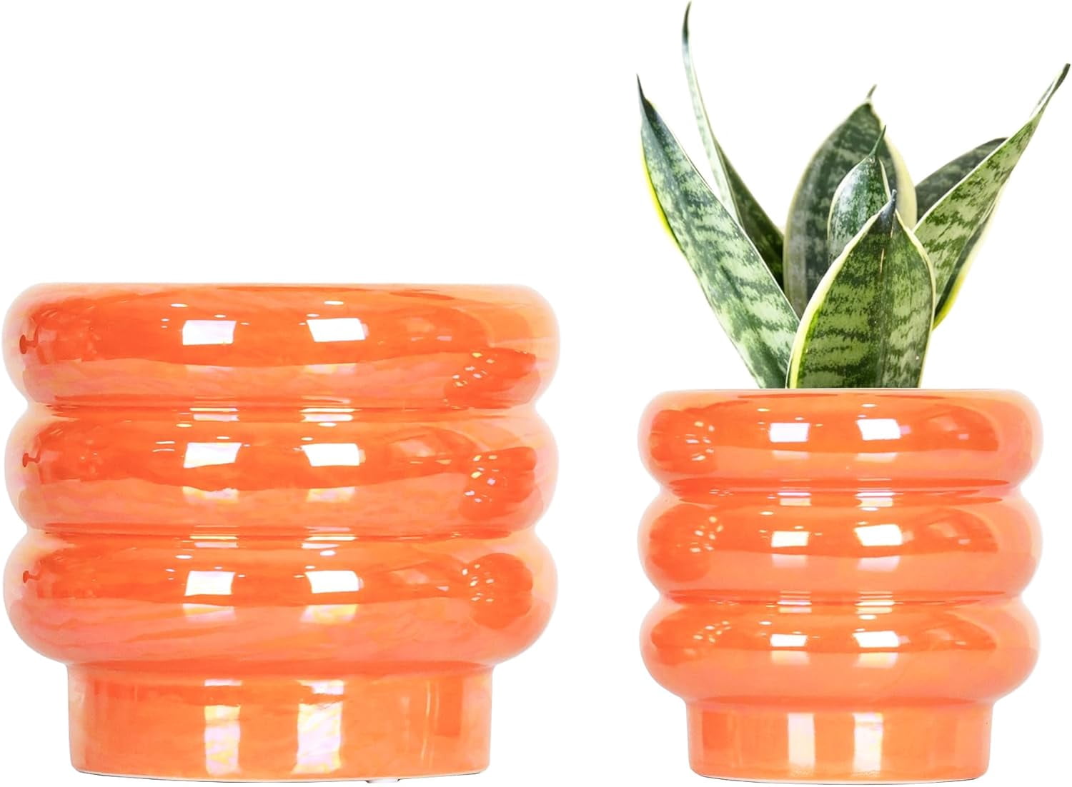 5.7 Inch +4.1 inch 2 pcs Ceramic Plant Pots for Indoor Plants, Rainbow ...