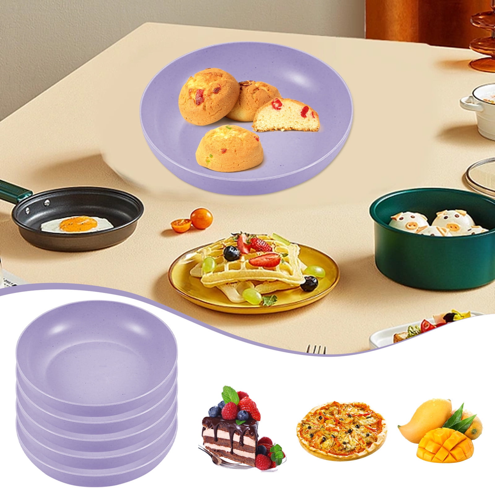5.7 Inch Plastic Dinner Plates Set of 5 Dishwasher Microwave Safe ...