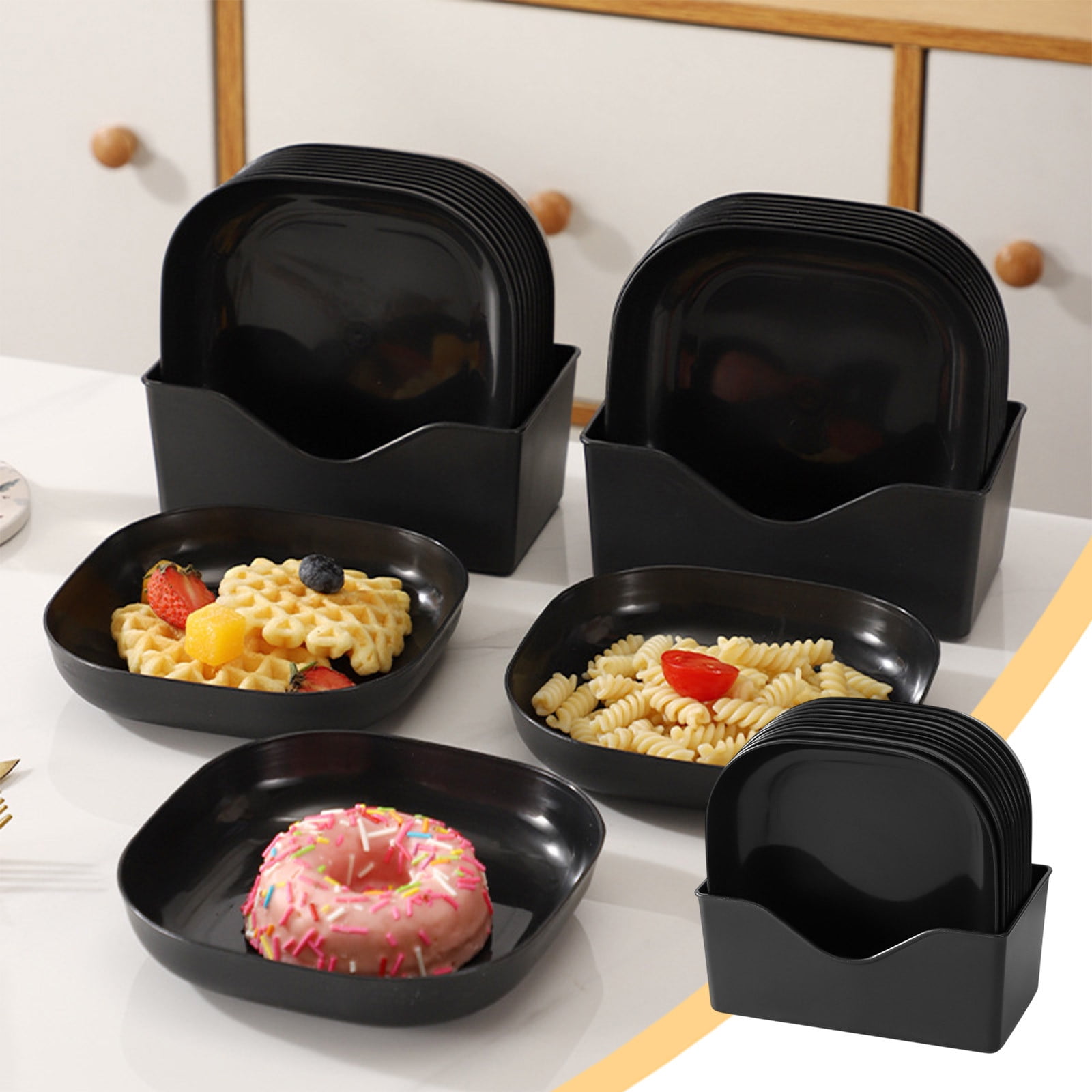 5.7-Inch Square Plastic Dinner Plates | Dishwasher & Microwave Safe ...