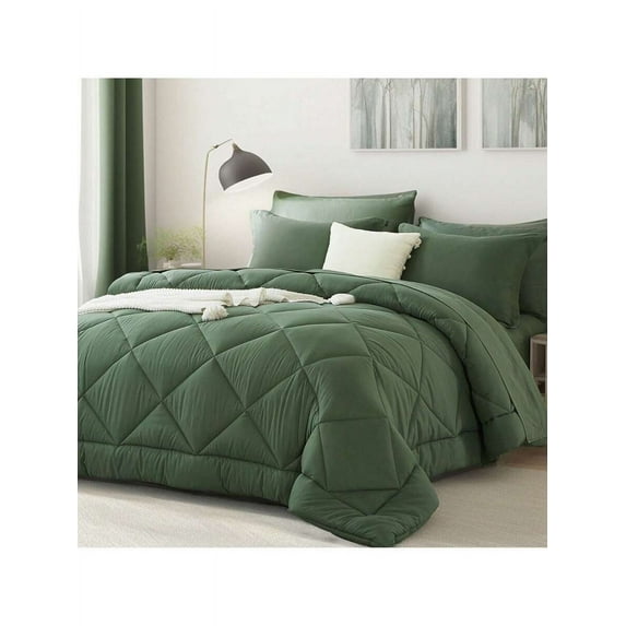 5/7-Piece Queen Solid Color Comforter Set – Creative Geometric Pattern ...