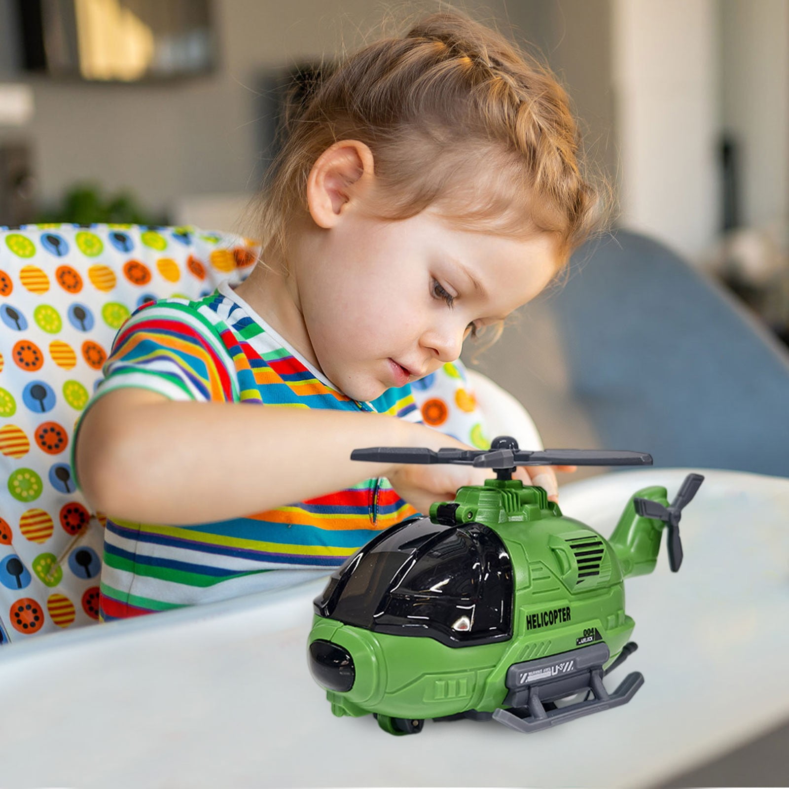 5.7" Simulation Helicopter Model with Spinning, Manual Power-up Drive ...