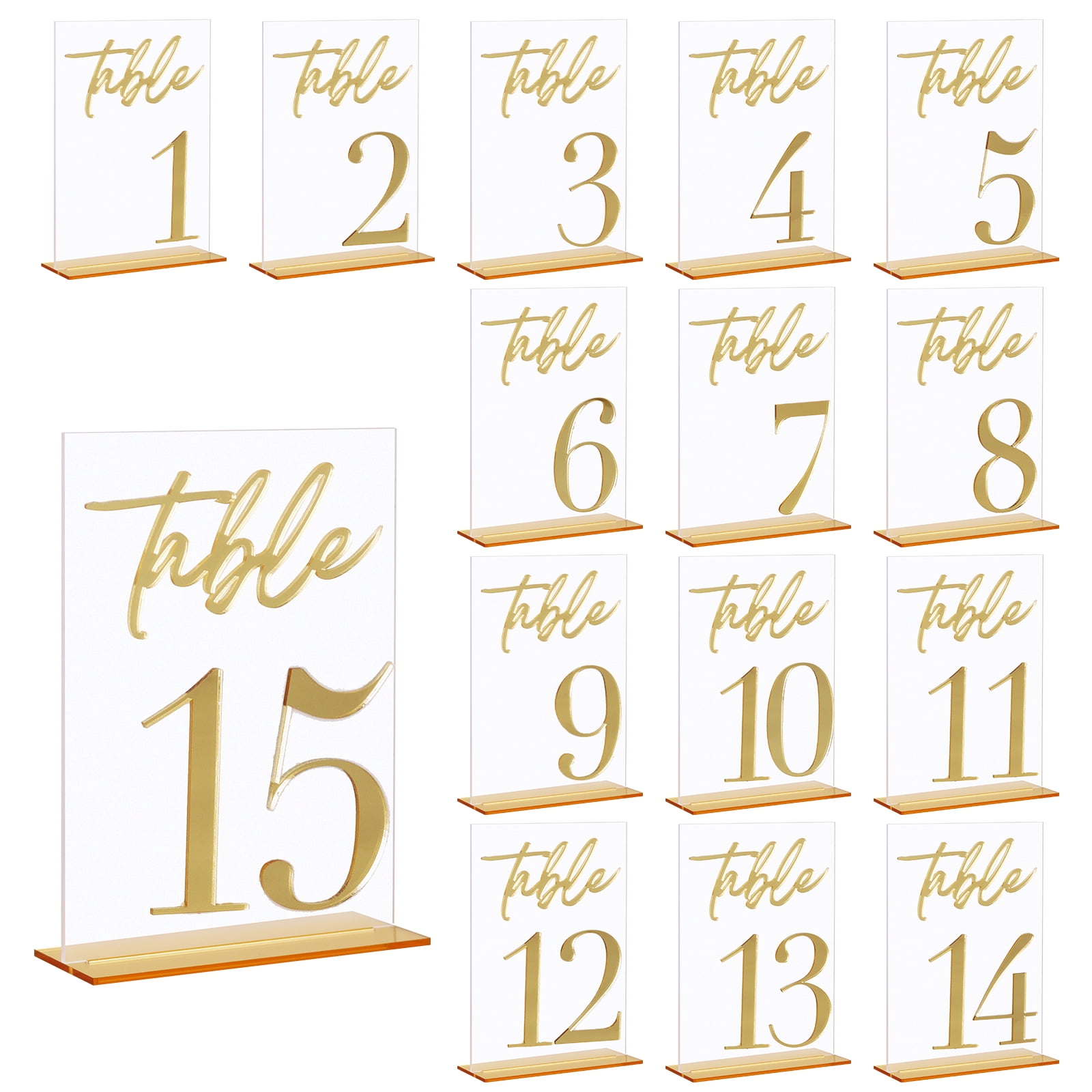 5*7 inch Acrylic Sign Gold Printed Table Numbers, Wedding Table Number ...