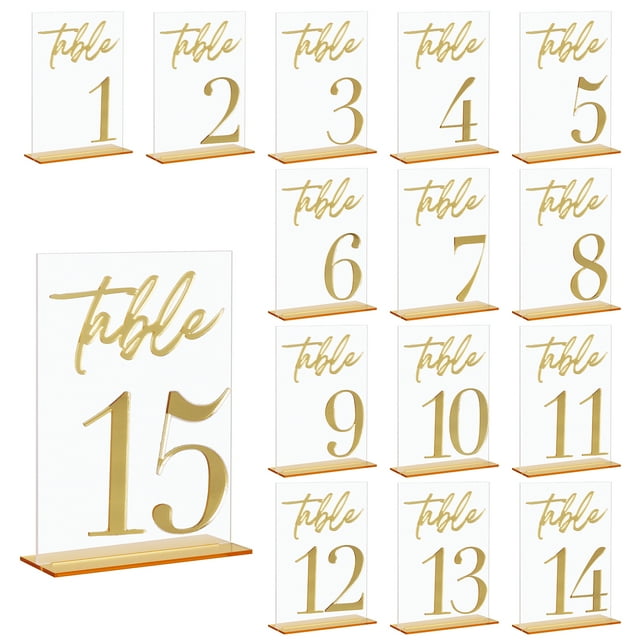 5*7 inch Acrylic Sign Gold Printed Table Numbers, Wedding Table Number ...