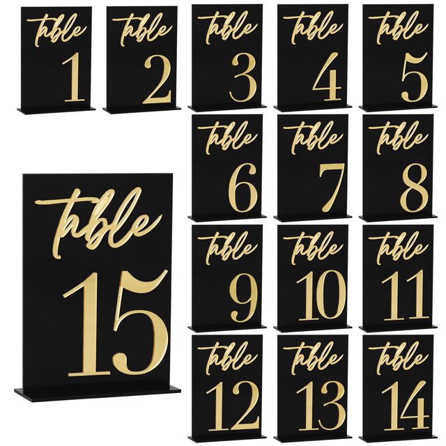 5*7 inch Acrylic Sign Gold Printed Table Numbers, Wedding Table Number ...