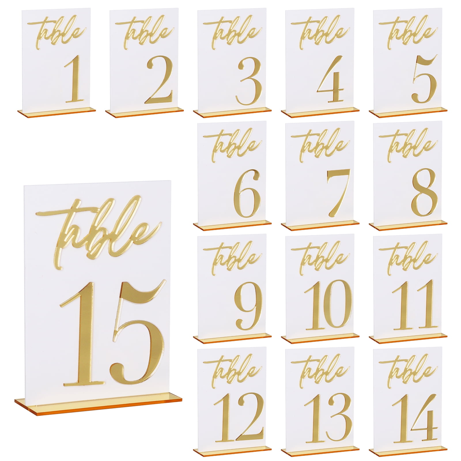 5*7 inch Acrylic Sign Gold Printed Table Numbers, Wedding Table Number ...