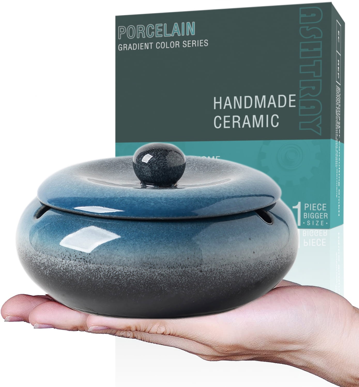 5.7 "windproof large ashtray with cover, ceramic ashtray, indoor ...