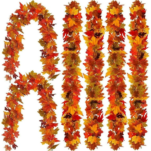 5.74Ft Artificial Fall Wreaths for Front Door, Plastic Autumn Maple ...