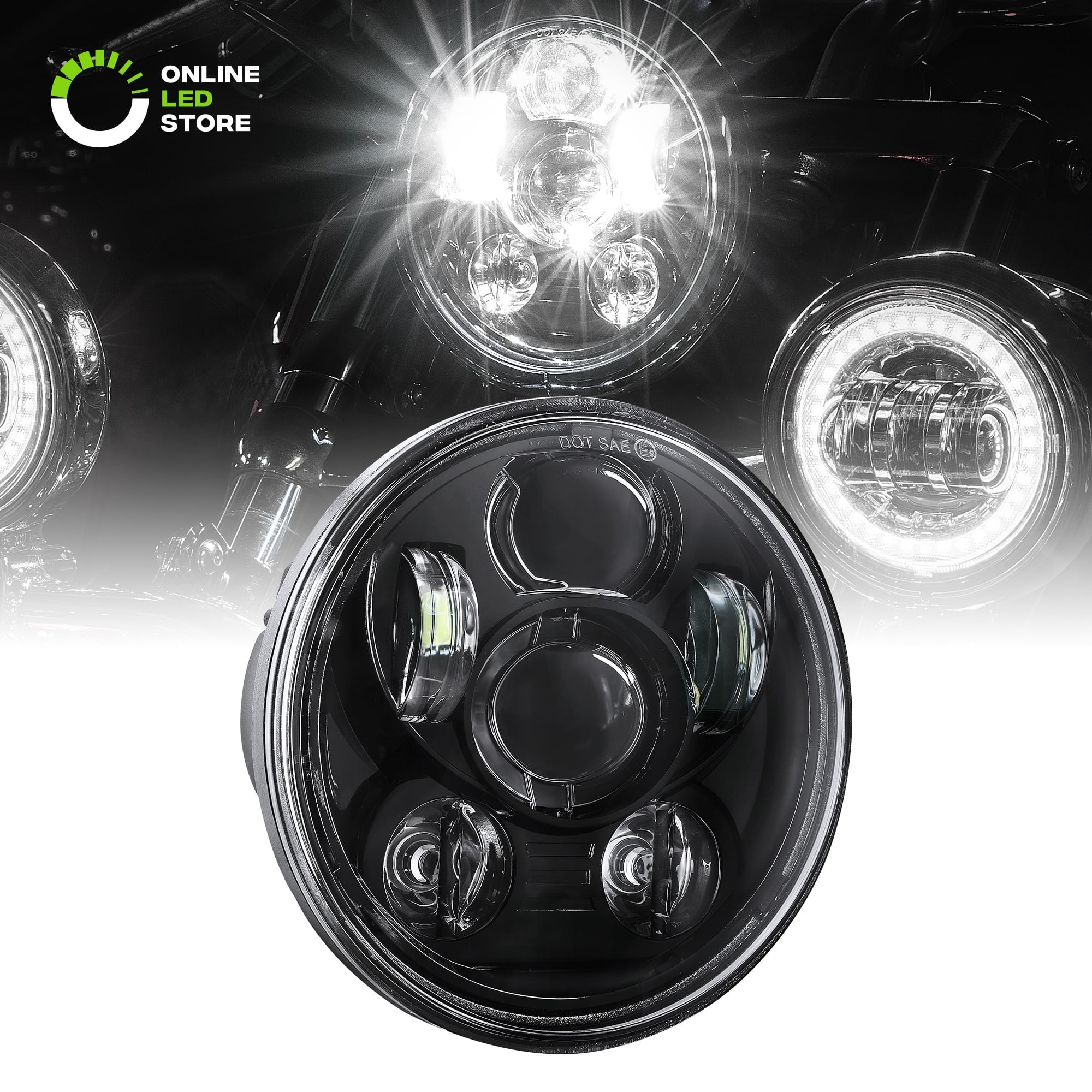 5.75" Round LED Headlight [Black Housing] [Projector] [3450 Lumens] For ...