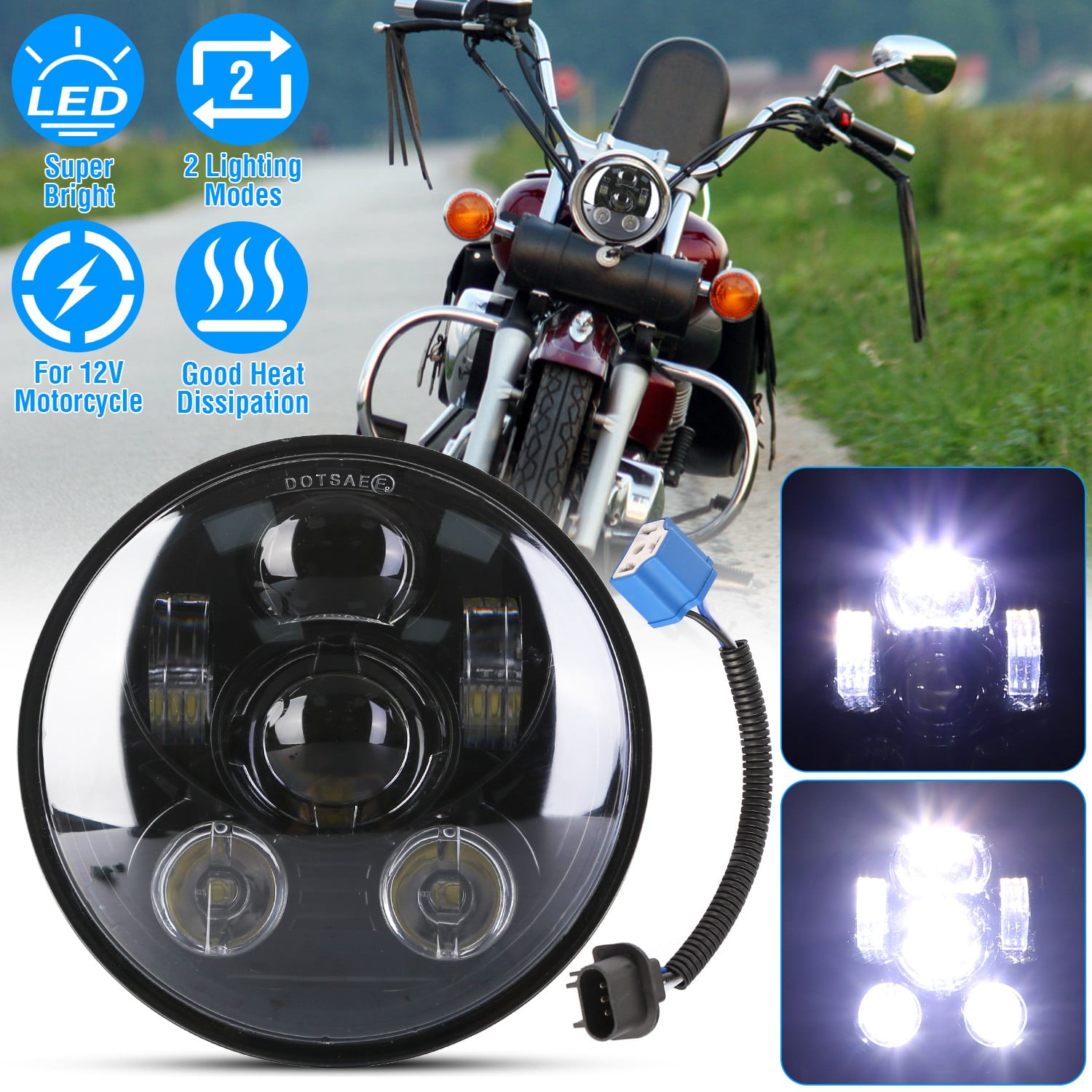 5.75In LED Headlight, iMountek Motorcycle Projector Headlamp for Harley ...