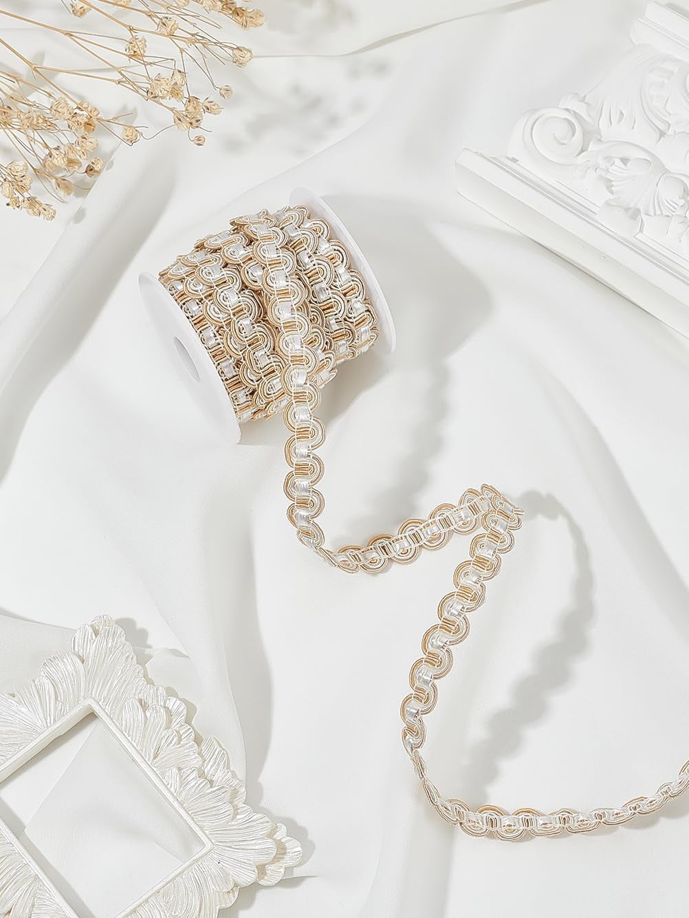 5.75M/6.29 Yard 1/2 inch(12mm) Polyester Wavy Ribbons Wave Bending Fringe Trim Sewing DIY ...