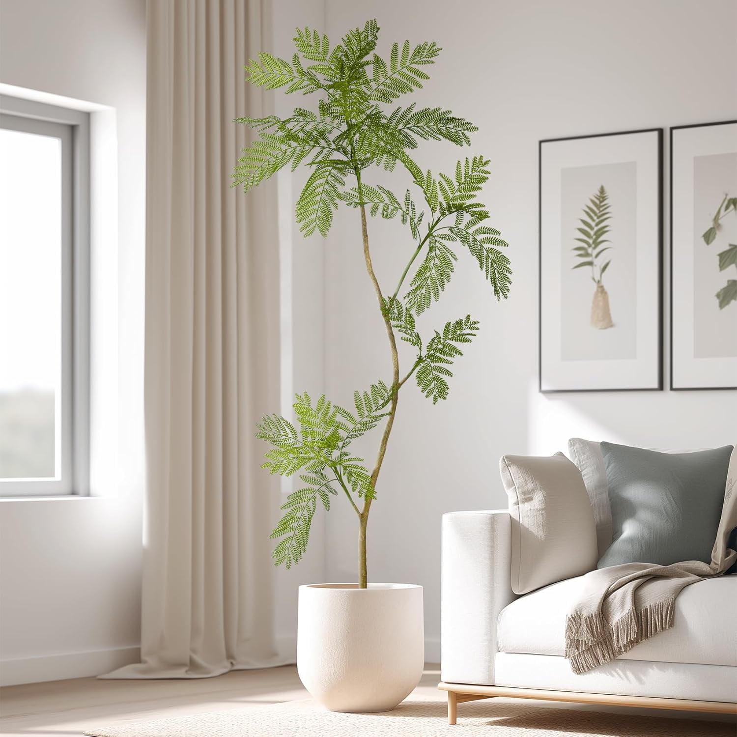 5.7FT Artificial Tree Fake Jacaranda Tree,Faux Tall Tree Lifelike Green ...