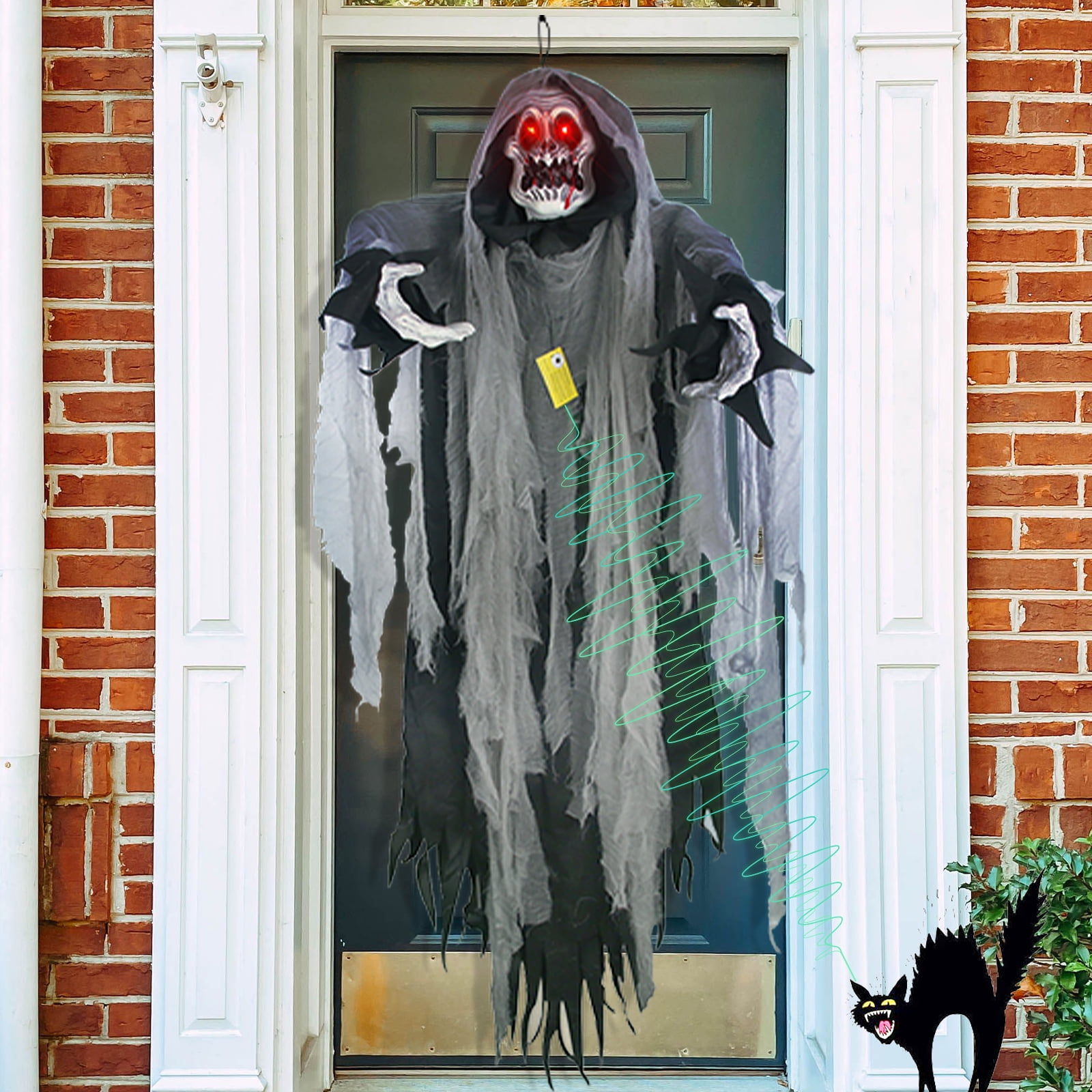 5.7FT Halloween Skeleton Hanging Ghost Light-Up Grim Reaper Outdoor for ...