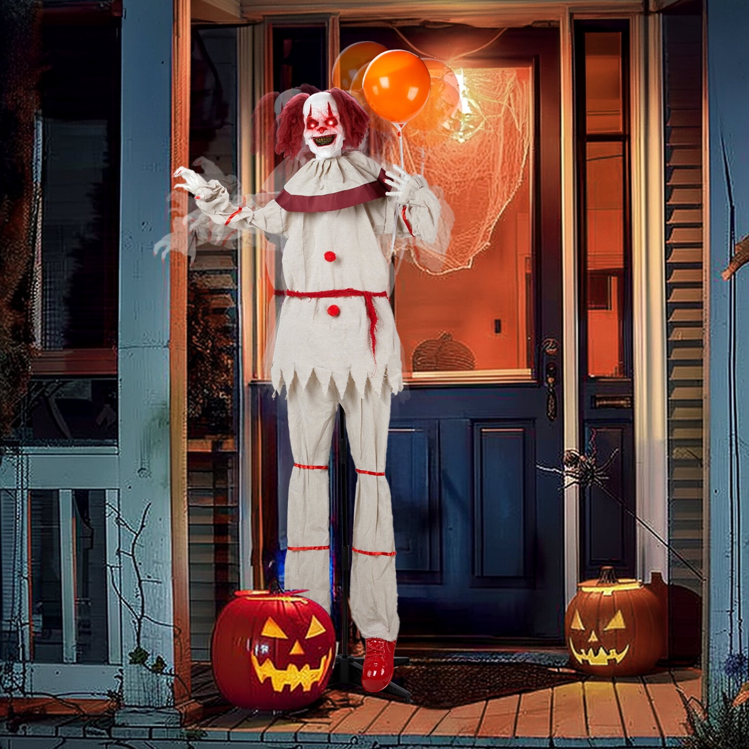 5.7FT Halloween Standing Clown and Balloon Decorations, Outdoor Scary ...