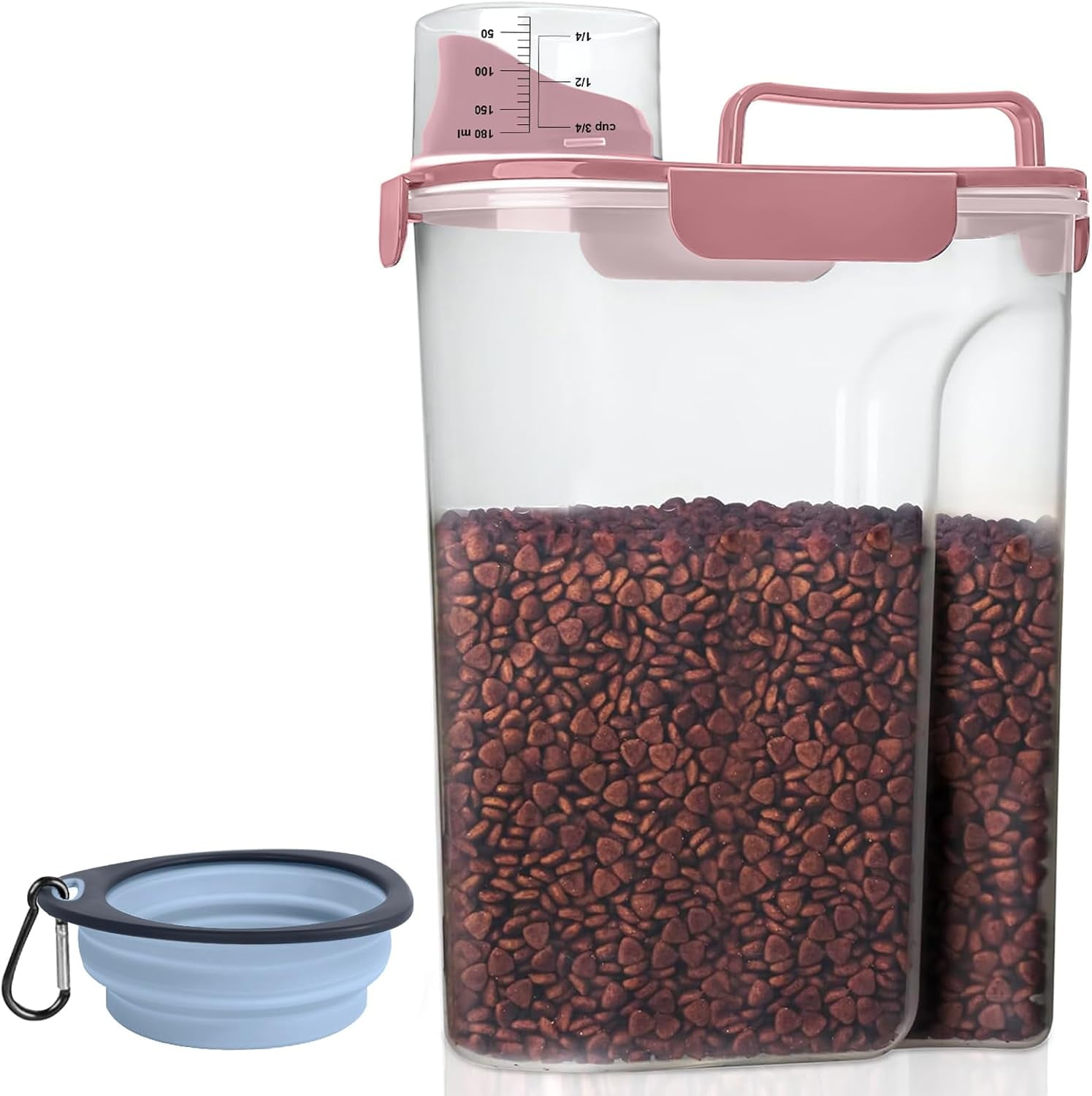 5-7LBS Airtight Dog Cat Food Storage Container with Pet stacking bowls ...