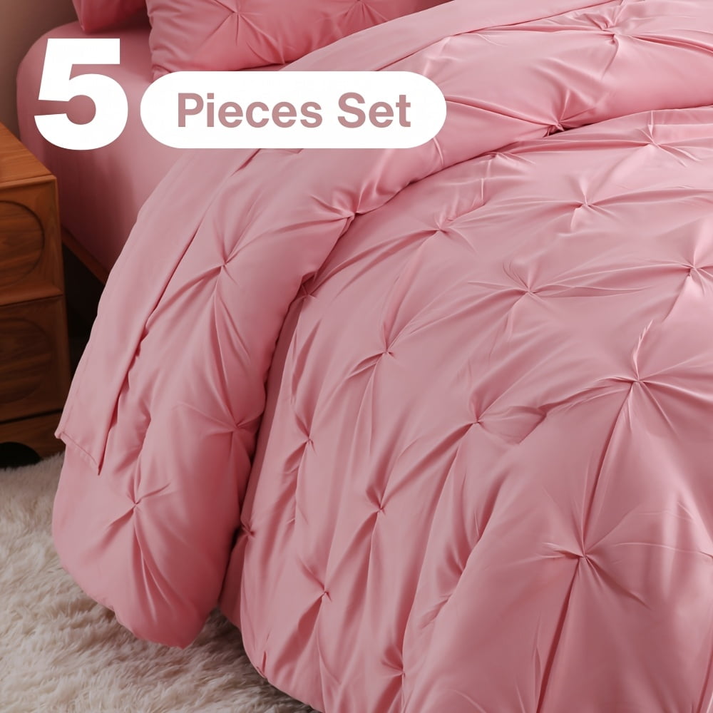 5/7PCS Pintuck Bed In A Bag Queen/King - Pinch Pleat Complete Bedding ...