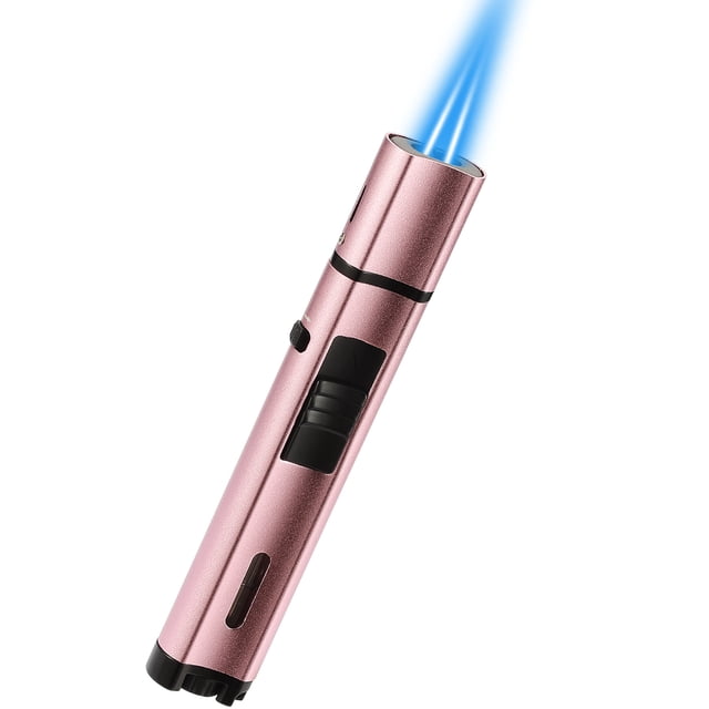 5.7in Double Jet Flame Butane Torch Lighter with Flame Locking & Safety ...
