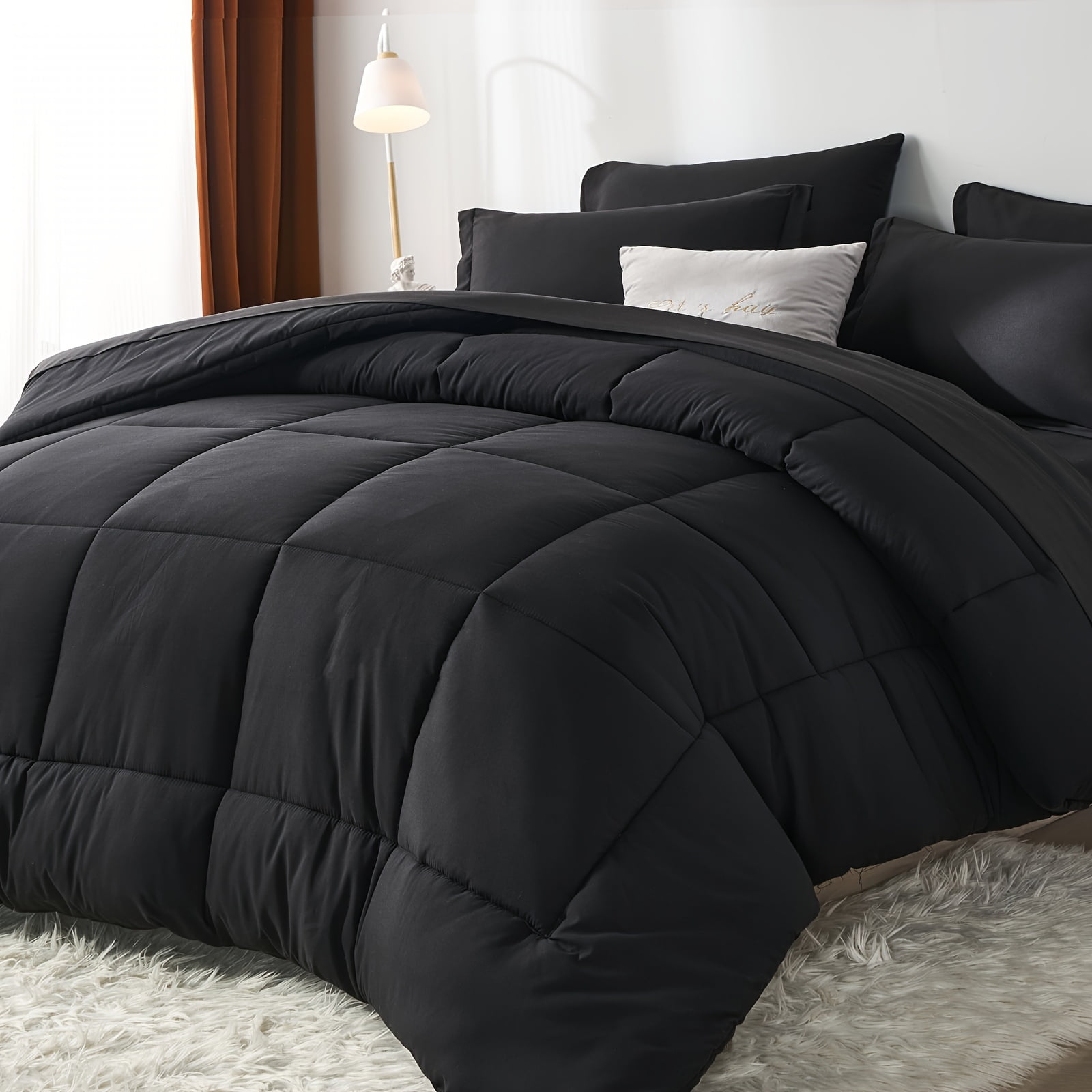 5/7pcs Luxurious Checkered Comforter Set (Queen) | Breathable Ultra ...